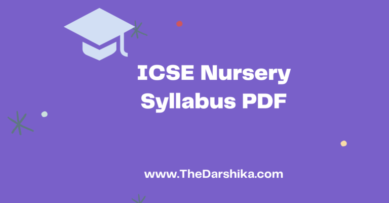 ICSE Nursery Syllabus PDF 2025